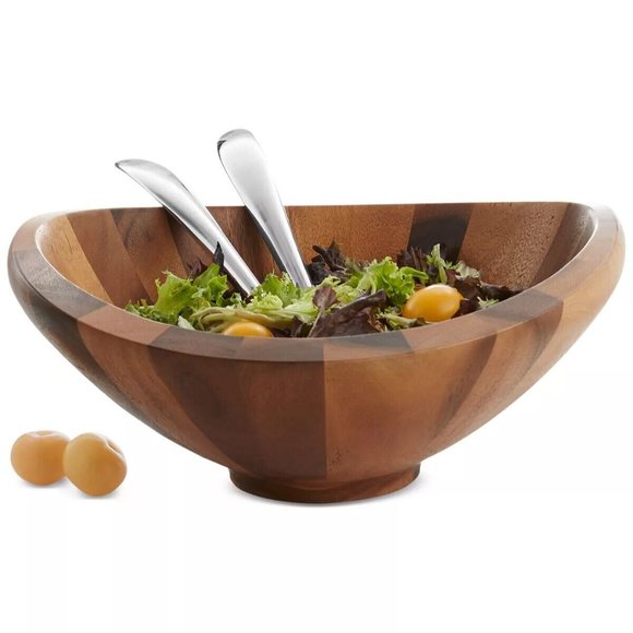 Nambe | Dining | Nambe Butterfly Collection 4qt Acacia Wood Salad Bowl ...